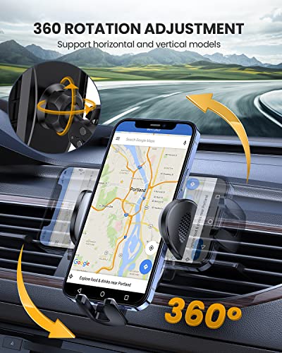 Car Phone Holder Mount: 2023 Hands-Free Vent Phone Clip [Big Phones & Thick Case Friendly], Compatible with iPhone 14/13/12 Pro/Max/8/Plus X/XR/XS/SE/Samsung Galaxy S22/S21/S20+/S10/S9/Note 20/10