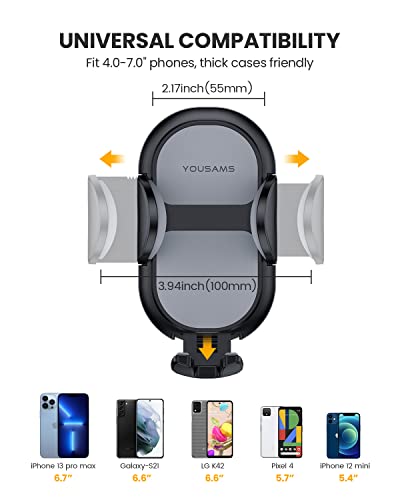 Car Phone Holder Mount: 2023 Hands-Free Vent Phone Clip [Big Phones & Thick Case Friendly], Compatible with iPhone 14/13/12 Pro/Max/8/Plus X/XR/XS/SE/Samsung Galaxy S22/S21/S20+/S10/S9/Note 20/10