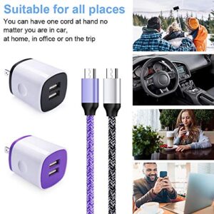 Android Charging Block, Micro Charging Cable 6ft, Dual Port Wall Charger Plug with Fast Charge Phone Charger Cord Android Compatible for Samsung Galaxy S7 S6,Note 4 5,Tab S2,Kindle Fire 7,LG K8 K30