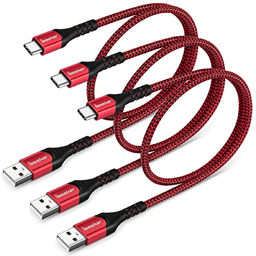 iSeekerKit USB C Cable 1.5FT [3Pack], Short USB A to USB C Cable Fast Charging Data Sync Cord Compatible for Samsung Galaxy S20 S10 S9 S8 Note 9 8, LG G8 G7, Google Pixel 2XL-Red