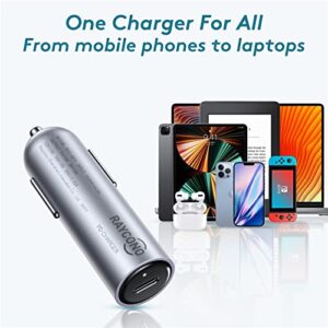 USB C Car Charger, Raycono 45W only 1 Port Car Charger with Power Delivery 3.0 Matte Grey for MacBook Air/Pro iPad iPhone 13/13Mini/13Pro/13Pro Max/12/11/SE 2020/8 Series, Pixel, Switch,etc