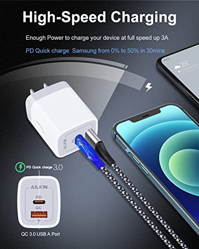 New iPhone Charger Block, USB C Wall Charger, 20W PD Type C Brick Fast Charge for iPhone 11 12 13 14 Pro Max SE 10 X XS 8 Plus, Plug USB Power Supply Adapter USBC Charging Cube High-Speed USB-C Box