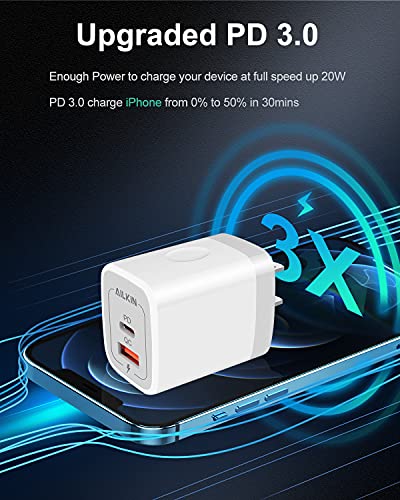 New iPhone Charger Block, USB C Wall Charger, 20W PD Type C Brick Fast Charge for iPhone 11 12 13 14 Pro Max SE 10 X XS 8 Plus, Plug USB Power Supply Adapter USBC Charging Cube High-Speed USB-C Box