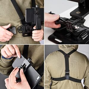 Camola Smartphone Chest Mount, Harness Strap Holder Universal Cell Phone Clip, for Action Camera POV, Gopro Akaso Samsung iPhone, Cell Phone Chest Holder Mount for Recording Devce Video or Filming