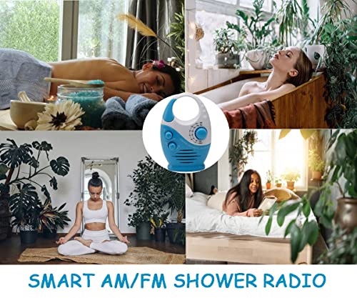 Shower Radio, Bathroom Radio AM FM, Waterproof Hanging Shower Radio Adjustable Volume