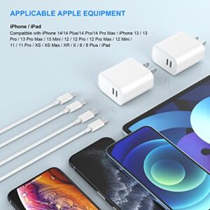 iPhone 14 13 12 Fast Charger, 2 Pack [Apple MFi Certified] 20W Dual USB C Charger Fast Charging Block and 10FT Extra Long USB C to Lightning Charger Cable for iPhone 14 13 12 11 XS XR X 8 iPad AirPods