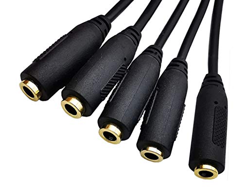 Traodin 3.5mm Splitter Cable, 1/8" TRS 3Pole 1 Male to 5 Female Audio Stereo Splitter Extension Cable 1 Input 5 Output for Headset 3.5mm Audio Headphone Cord(1Pcs) (3.5mm TRS 1M/5F)