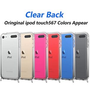 iPod Touch 7 Case, iPod Touch 6 Case, iPod Touch 5 Case with Neck Cord Lanyard Strap, OWKEY Full Body Crystal Clear Case with Built in Screen Protector, Shock Drop Proof Slim Fit Cover for Christmas