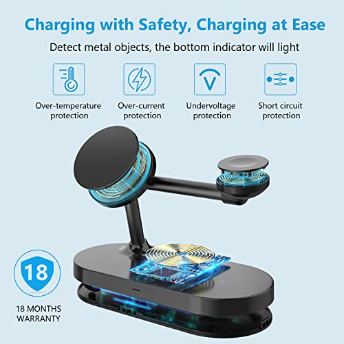 3 in 1 Magnetic Wireless Charger, 15W Fast Mag-Safe Charging Station for iPhone 14/13, 14/13 Pro, 14/123 Pro Max, 14/13 Mini, iWatch SE/7/6/5/4/3/2, Airpods 3/2/Pro (20W PD Adapter Included)