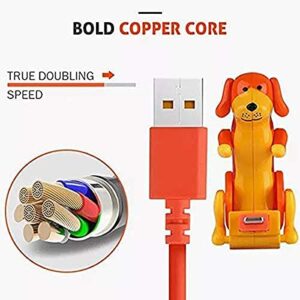 AWMSKONG Funny Humping Dog Fast Charger Cable,Portable Stray Dog Charging Cable,Dog Toy Smartphone USB Cable Charger,for iPhone Android Type-C Various Models Phones. (White, Micro USB)