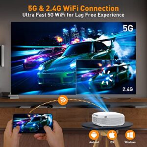 Projector, 9500L Projector with WiFi and Bluetooth - CRAZVIEW 5G Portable Video Projector, Outdoor Projector Native 1080P Support 350'' Display Compatible with Android/iOS/Tv Stick/Pc