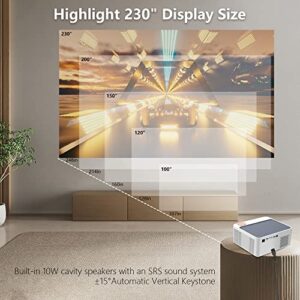 [Electronic Focus] 4K Projector WiFi and Bluetooth, 1080P 12000L Full HD Projector Support 450 ANSI 300" Sync Screen & Zoom, Compatible with VGA, HDMI, USB, Computer, iOS & Android Smartphone