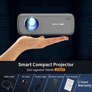 Native 1080p 4K Mini Projector WiFi Bluetooth, Portable Home Theater Outdoor Movie Projector for iPhone, Android 9.0 OS Projector with Apps Netflix,Prime Video, Work for iOS/Android,TV Stick,DVD