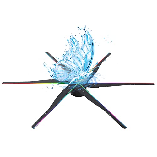 Holographic Projector, 3D LED Hologram Fan Advertising Machine, 3500 * 1358 Resolution 6 Blades Fan Projection 85cm, for Shop, Bar, Party Advertising Display(33.46inch)