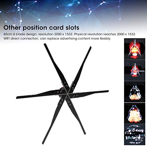 Holographic Projector, 3D LED Hologram Fan Advertising Machine, 3500 * 1358 Resolution 6 Blades Fan Projection 85cm, for Shop, Bar, Party Advertising Display(33.46inch)