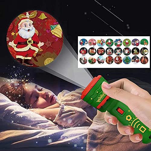 Christmas Flashlight Projector for Kids,21 Patterns Mini Card Slideshow Christmas Projector Flashlight with Christmas Tree Reindeer,Santa Claus,Snowman Pattern, for Kids Toddler