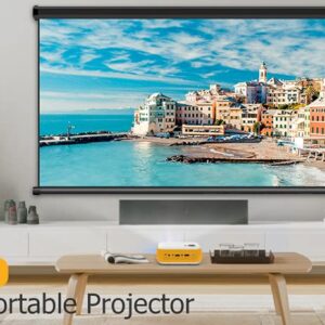 Portable Mini Video Projector, 1800 Lumens A10 Pro Home Theater Phone Mirroring Projectors, Portable Movie Display Projector with Built-in Speaker Mobile Phone Projector (Yello)