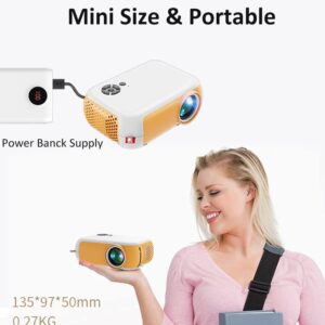 Portable Mini Video Projector, 1800 Lumens A10 Pro Home Theater Phone Mirroring Projectors, Portable Movie Display Projector with Built-in Speaker Mobile Phone Projector (Yello)