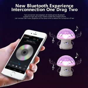 Mushroom Projector Light Lamp, Colorful Lights Stars Night Light Projector with Remote Control & Bluetooth Speaker, Bluetooth 5.0 Compatible with TFCard & USB Flash Drive (White)