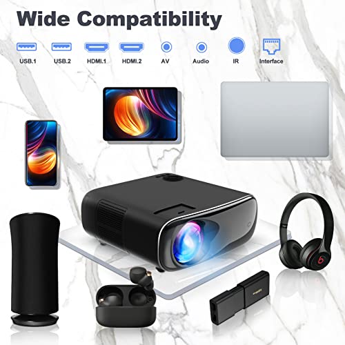 Native 1080P Projector with WiFi and Bluetooth,4K Supported 5G WiFi Video Projector,800ASIN LM 300" Display,6D Keystone Home Theater Projector with Bag Support TV Stick/iOS/Android/Laptop/USB/PS5