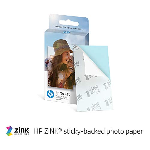 HP Sprocket Portable Photo Printer 2nd Edition (Blush) & Sprocket Photo Paper, Sticky-Backed 20 sheets