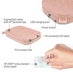 HP Sprocket Portable Photo Printer 2nd Edition (Blush) & Sprocket Photo Paper, Sticky-Backed 20 sheets