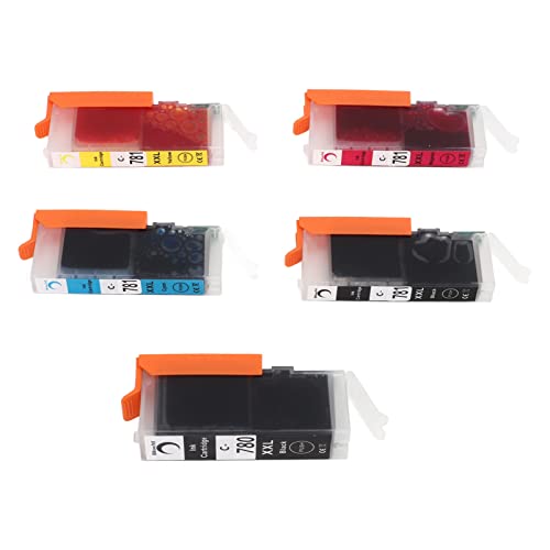 Ink Cartridge Standard Size Clear Fadeless Print Printer Cartridge Replacement for PIXMA TS707 TR8570 TS8170 (BK BK C M Y 5 Colors)