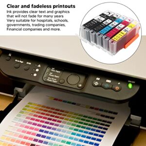 Ink Cartridge Standard Size Clear Fadeless Print Printer Cartridge Replacement for PIXMA TS707 TR8570 TS8170 (BK BK C M Y 5 Colors)