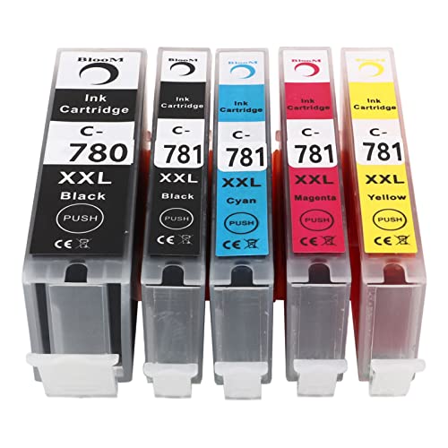 Ink Cartridge Standard Size Clear Fadeless Print Printer Cartridge Replacement for PIXMA TS707 TR8570 TS8170 (BK BK C M Y 5 Colors)