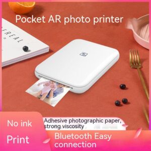 LUNNUN Wireless Mobile Photo Mini Color Printer (White) Compatible with iOS and Android Bluetooth Devices with Photo Paper (20 Sheets) 2 × 3 inches