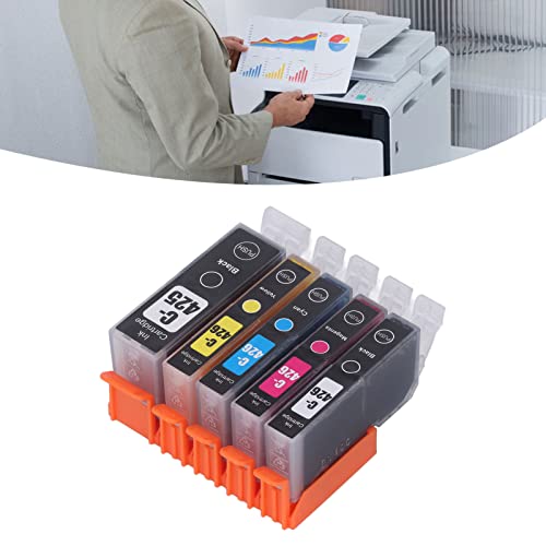 425-426 Ink Cartridge with 5% Coverage, Clear Printing Multi Colors Inkjet Cartridge, for Home, Office, School (BK BK C M Y 5 Colors)