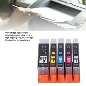 425-426 Ink Cartridge with 5% Coverage, Clear Printing Multi Colors Inkjet Cartridge, for Home, Office, School (BK BK C M Y 5 Colors)