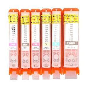 walfront 6pcs ink cartridge printer ink cartridge inkjet cartridge accessory set kit for pixma tr7540 tr8540 ts6140 ts8140 ts9140