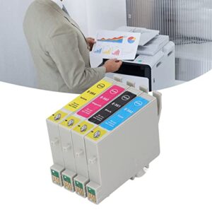 Hilitand 4PCS Ink Cartridge Smoothly Ink Output Large Capacity 4 Colors BK C M Y Cartridge Combo Pack for Printer Accessories (T0561/T0562/T0563/T0564)