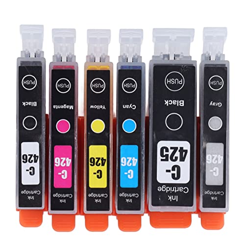 Hilitand Multi Colors Inkjet Cartridge ABS Housing Printer Ink Cartridges Smoothly Ink Output Inkjet Cartridge for Printer Part Replacement (BK BK C M Y GY 6 Colors)