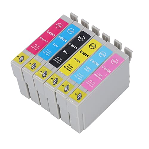 Hilitand Printing Ink Cartridge Ink Cartridge BK C M Y LC LM 6 Colors Printing Accessory Part for Photo Paper Document (T0851N/T0852N/T0853N/T0854N/T0855N/T0856N)