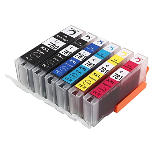 Hilitand Ink Cartridge Clear Fadeless Smoothly Print Cartridge for Office, Schools, Trade Building Printing Photos, Test Papers, Documents (BK BK C M Y PB)