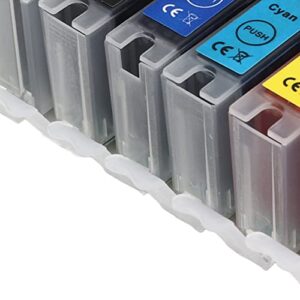 Hilitand Ink Cartridge Clear Fadeless Smoothly Print Cartridge for Office, Schools, Trade Building Printing Photos, Test Papers, Documents (BK BK C M Y PB)