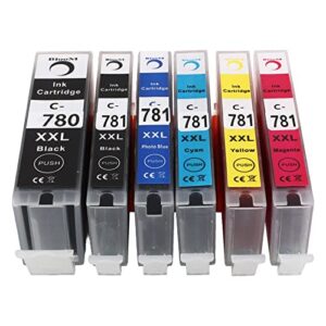 Hilitand Ink Cartridge Clear Fadeless Smoothly Print Cartridge for Office, Schools, Trade Building Printing Photos, Test Papers, Documents (BK BK C M Y PB)