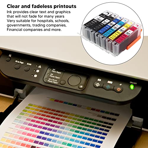 Hilitand Ink Cartridge Clear Fadeless Smoothly Print Cartridge for Office, Schools, Trade Building Printing Photos, Test Papers, Documents (BK BK C M Y PB)