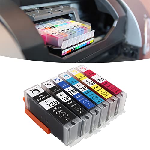 Hilitand Ink Cartridge Clear Fadeless Smoothly Print Cartridge for Office, Schools, Trade Building Printing Photos, Test Papers, Documents (BK BK C M Y PB)