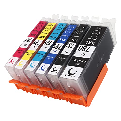 Hilitand Ink Cartridge Clear Fadeless Smoothly Print Cartridge for Office, Schools, Trade Building Printing Photos, Test Papers, Documents (BK BK C M Y PB)