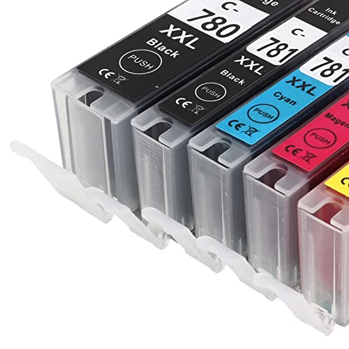 Hilitand Ink Cartridge Clear Fadeless Smoothly Print Cartridge for Office, Schools, Trade Building Printing Photos, Test Papers, Documents (BK BK C M Y 5 Colors)