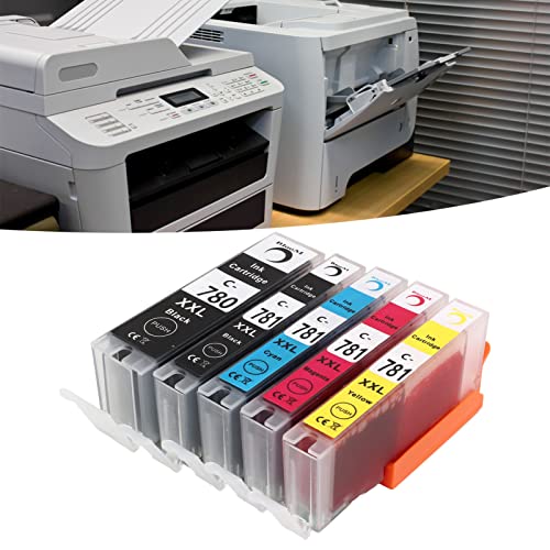 Hilitand Ink Cartridge Clear Fadeless Smoothly Print Cartridge for Office, Schools, Trade Building Printing Photos, Test Papers, Documents (BK BK C M Y 5 Colors)