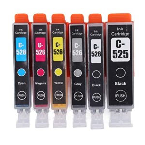 Fafeicy Printer Cartridge Ink Cartridge with Ink for PIXMA IP4850/IP4950 IX6550 MG5150/MG5250 (BK BK C M Y GY 6 Colors)