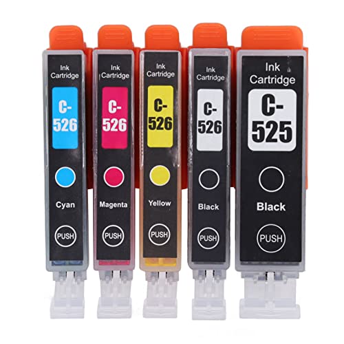 Fafeicy Printer Cartridge Ink Cartridge with Ink for PIXMA IP4850/IP4950 IX6550 MG5150/MG5250 (BK BK C M Y 5 Colors)