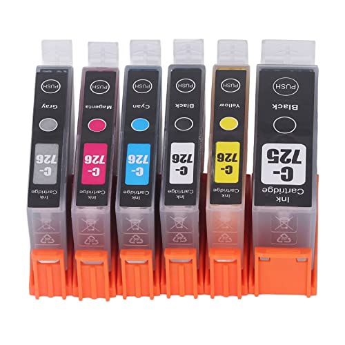 Hilitand Ink Cartridge Inkjet Cartridge ABS Printer Cartridge with Ink Printing Ink Cartridge for Print Photos, Test Papers, Documents (BK BK C M Y GY 6 Colors)