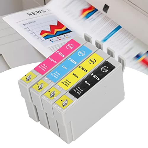 4Pcs Ink Cartridge BK C M Y Clear Print Fadeless Print 400 Pages Printer Cartridge for Stylus T26 T27 TX106 Printer