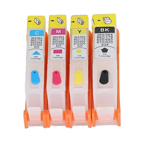 Fafeicy 4PCS Ink Cartridge,Permanent Chip Replacement Refill Ink Cartridge PP for Office (HP 902)