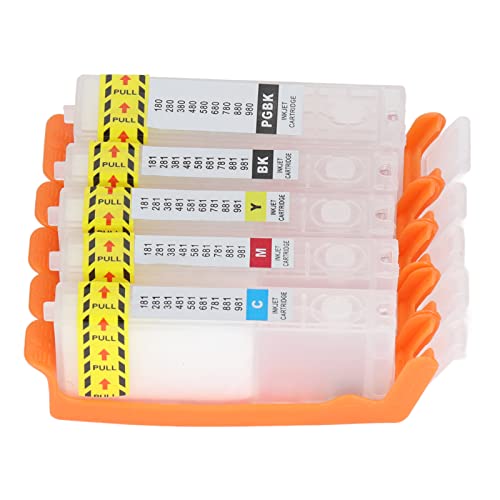 Fafeicy 5Pcs Ink Cartridge PGBK BK C M Y Inkjet Cartridge Printer Cartridge Smoothly Operation Reusable with Permanent Chip (780-781)